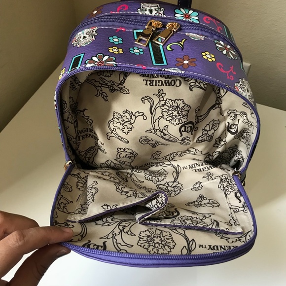 Bags | Purple Backpack With Skull Detail | Poshmark